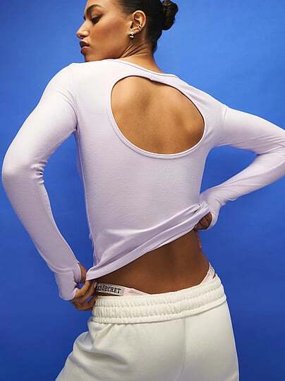 Victoria's Secret Long-sleeve Open-back Tee - Print