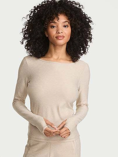 Victoria's Secret Long-sleeve Open-back Tee - Print