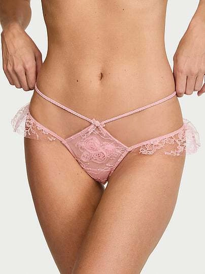 Victoria's Secret Dream Angels Rosette Reverie Open-back Flutter Panty - Pink