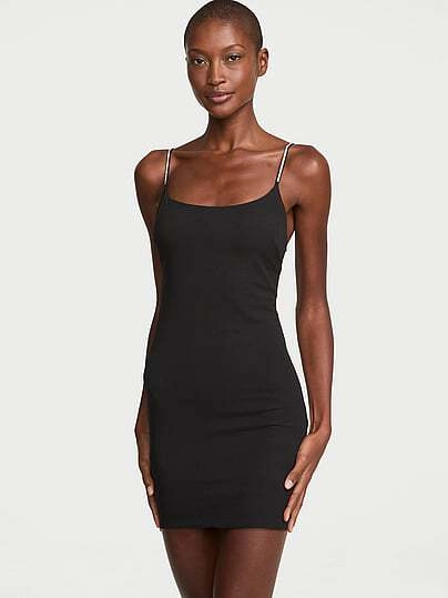 Victoria's Secret Very Sexy Shine Strap Push-up Short Slip Dress - Black