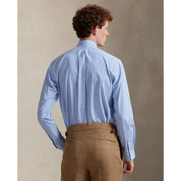 Ralph Lauren Classic Fit Striped Stretch Poplin Shirt - Light Blue/white