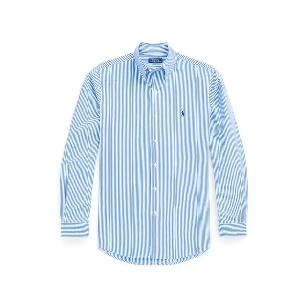Ralph Lauren Classic Fit Striped Stretch Poplin Shirt - Light Blue/white