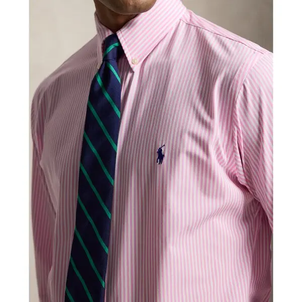 Ralph Lauren Classic Fit Striped Stretch Poplin Shirt - Pink/white
