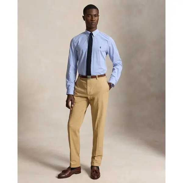 Ralph Lauren Slim Fit Striped Stretch Poplin Shirt - Light Blue/white