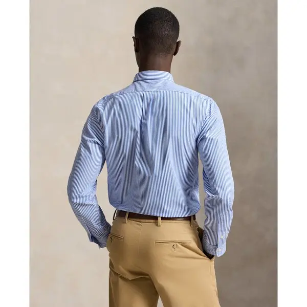 Ralph Lauren Slim Fit Striped Stretch Poplin Shirt - Light Blue/white