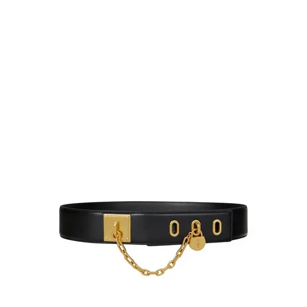 Ralph Lauren Leather Chain Padlock Wide Belt