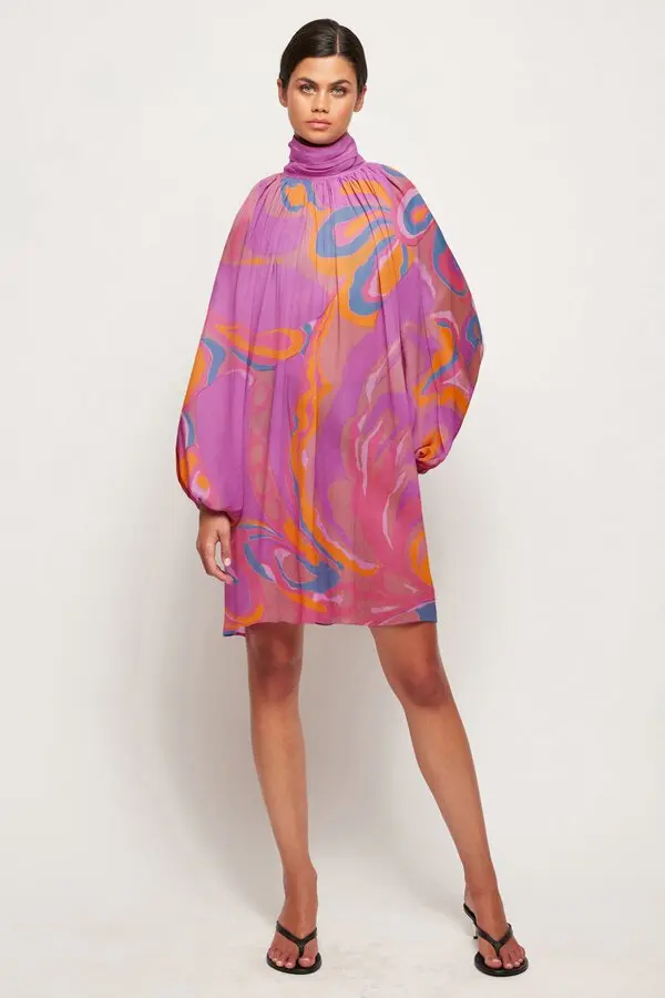 SWF Sheer Balloon Sleeve Mini - Opal Skies
