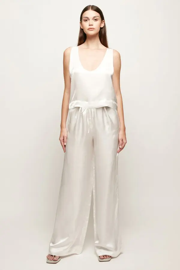 SWF Satin Drawstring Pant - Chalk