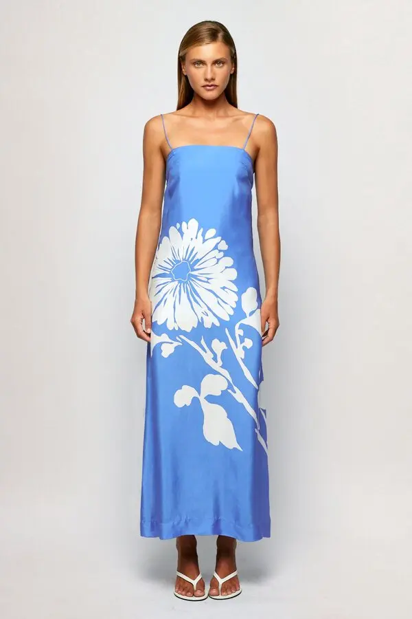 SWF Satin Spaghetti Strap Midi Dress With Floral Print - Rebloom