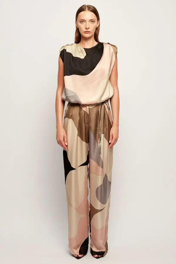 SWF Tailored Satin Trouser - Blurred Bloom