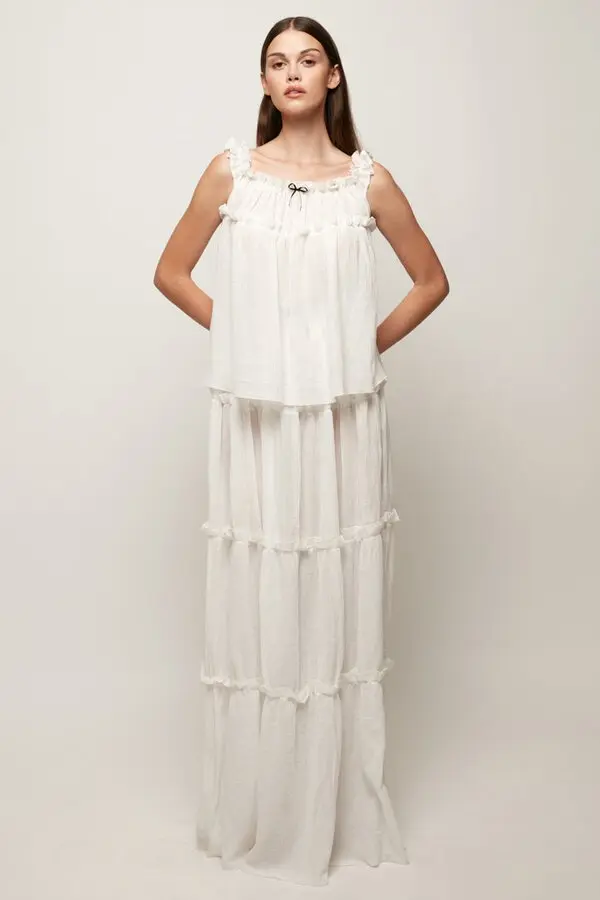 SWF Tiered Maxi Skirt - Chalk