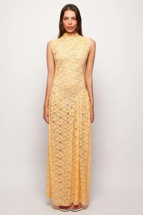 S/W/F BOUTIQUE - INTERNATIONAL High-neck Lace Maxi - Burnt Sol
