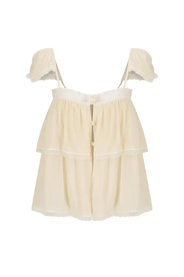 SWF Lace Trim Babydoll Top - Whisper Hour