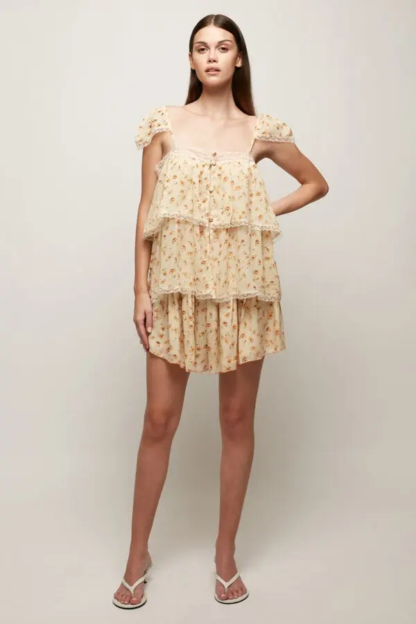 SWF Lace Trim Babydoll Top - Dry Press