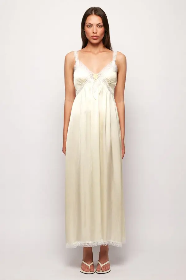 SWF Lace Detail Empire Midi Dress - Lemon