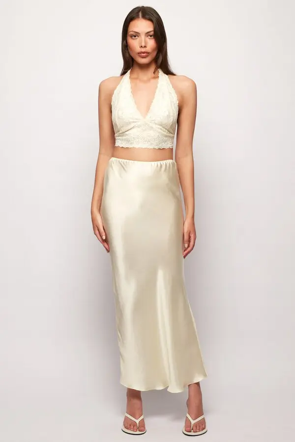 SWF Lace Halter Crop Top - Lemon
