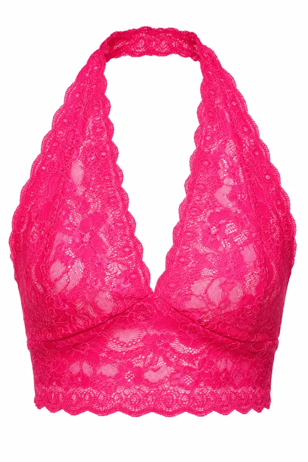 SWF Lace Halter Crop Top - Fuschia