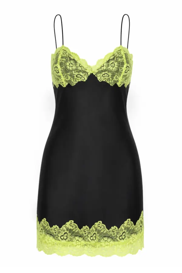 SWF Lace Trim Slip Dress - Midnight Fluro