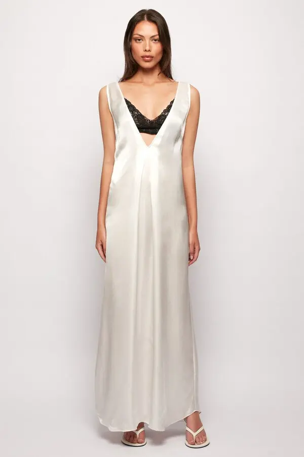 SWF Plunge Slip Maxi Dress - Chalk