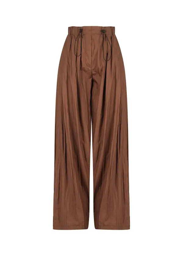 S/W/F BOUTIQUE - INTERNATIONAL Parachute Draped Wide-leg Pant - Cocoa