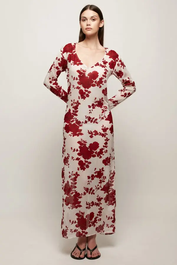 SWF Long Sleeve Sheer Midi Dress