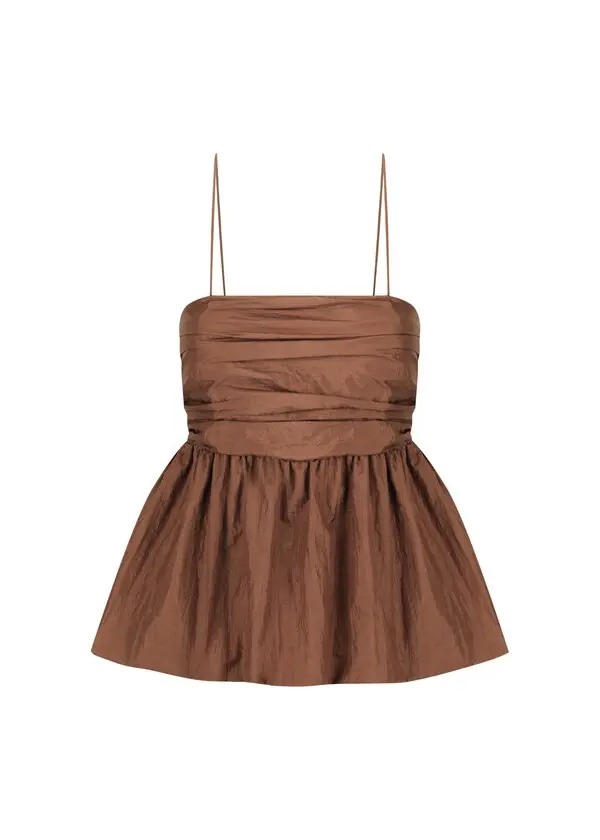 S/W/F BOUTIQUE - INTERNATIONAL Parachute Peplum Cami - Cocoa