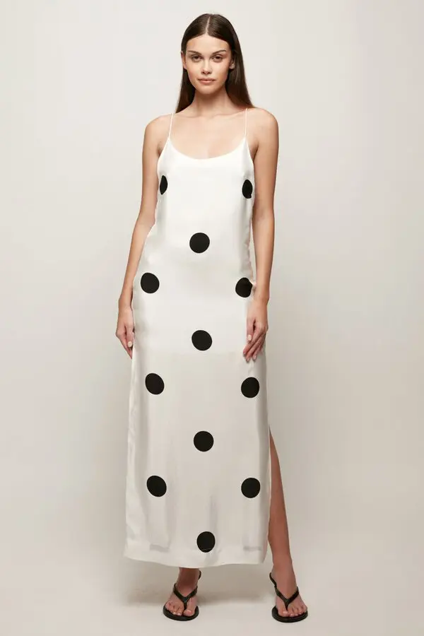 SWF Relaxed Midi Slip Dress With Polka Dots - Check Point
