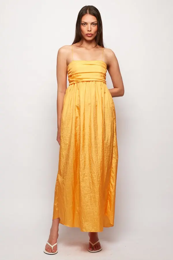 S/W/F BOUTIQUE - INTERNATIONAL Parachute Ruched Midi - Burnt Sol