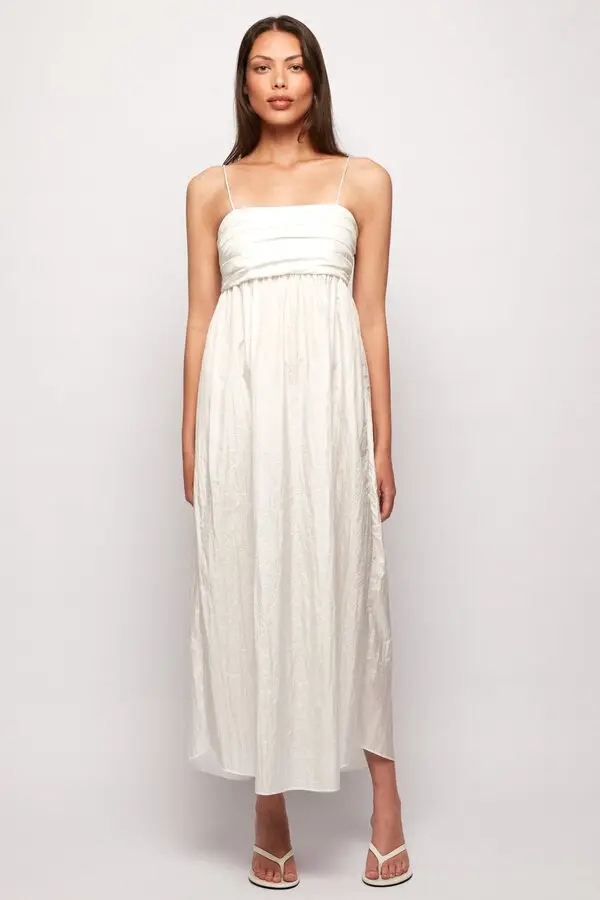 S/W/F BOUTIQUE - INTERNATIONAL Parachute Ruched Midi - Chalk