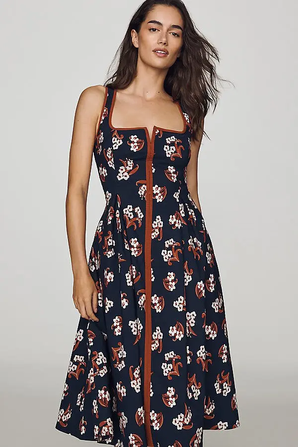 Maeve Arlette Midi Dress Sarah Cliff - Navy