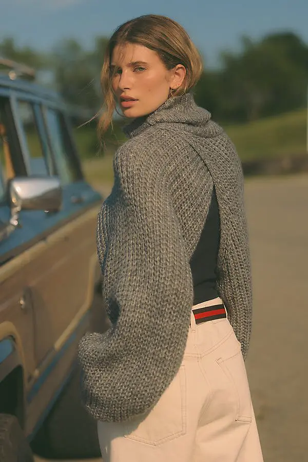 Anthropologie Cable-knit Draped Shrug