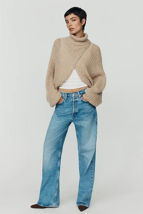 Anthropologie Cable-knit Draped Shrug - Taupe