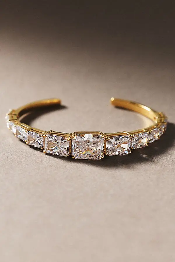 Nadri Naomi Graduated Crystal Cuff Bracelet - Gold