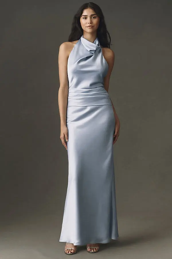 MARE MARE Isabella High-neck Maxi Dress - Light Blue