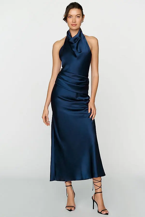 MARE MARE Isabella High-neck Maxi Dress - Navy