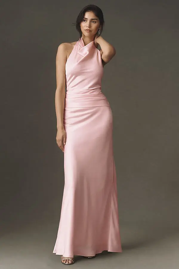 MARE MARE Isabella High-neck Maxi Dress - Pink