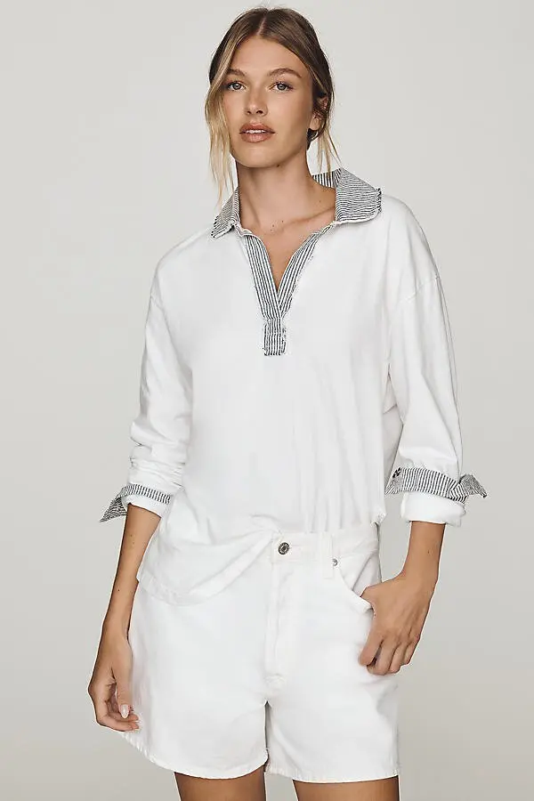 RAGABOND Studio Cotton Pstripe Contrast Polo Top