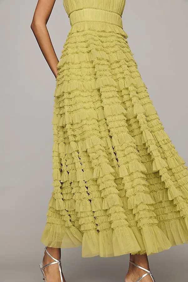 Mac Duggal Mesh Ruffle Dress