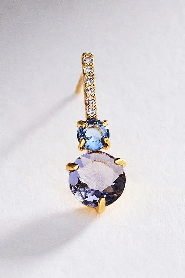 Anthropologie Pavé Bar Gemstone Drop Earrgs - Blue