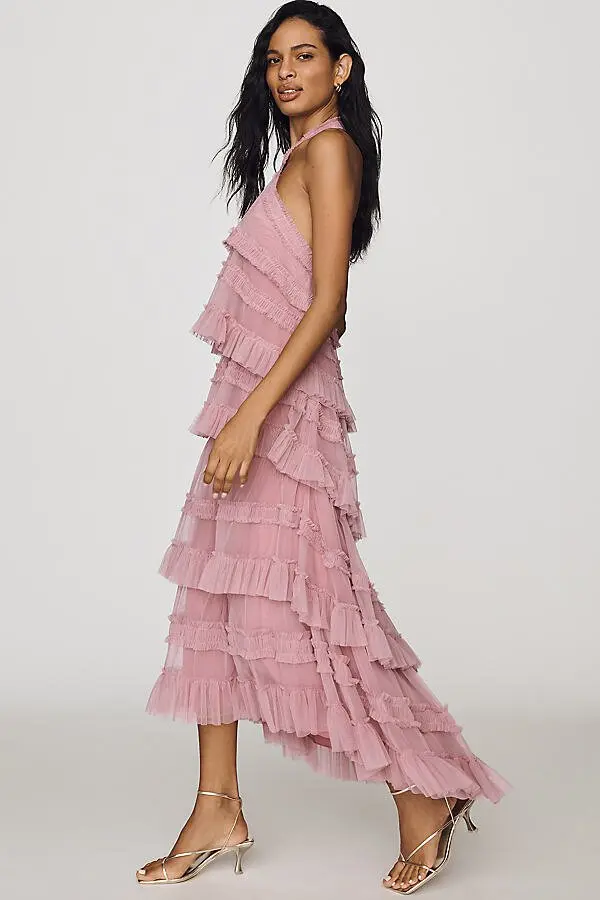 Mac Duggal Mesh Halter Dress