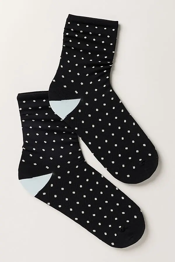 Anthropologie Sporty Dot Crew Socks - Black