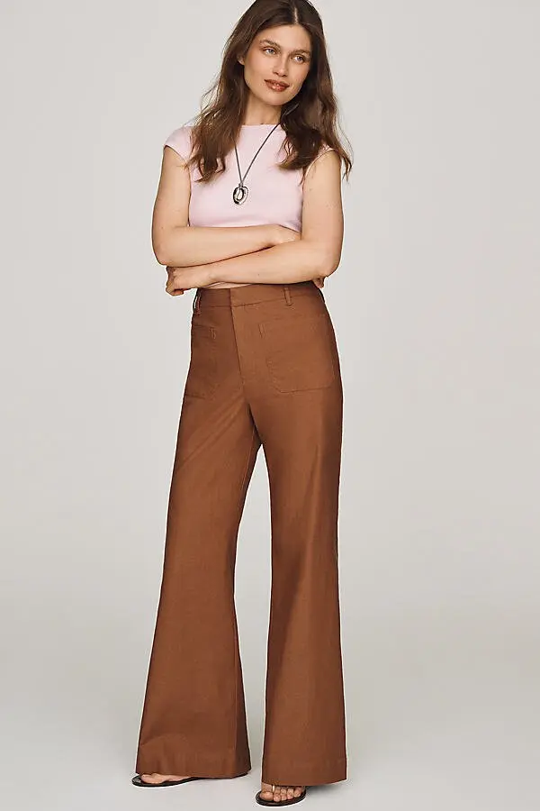 Maeve Jude Len-blend Trousers Pants - Cinnamon