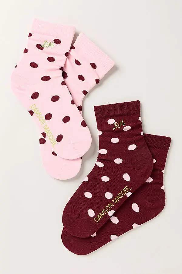 DAMSON MADDER Polka Dot Crew Socks, Set Of 2