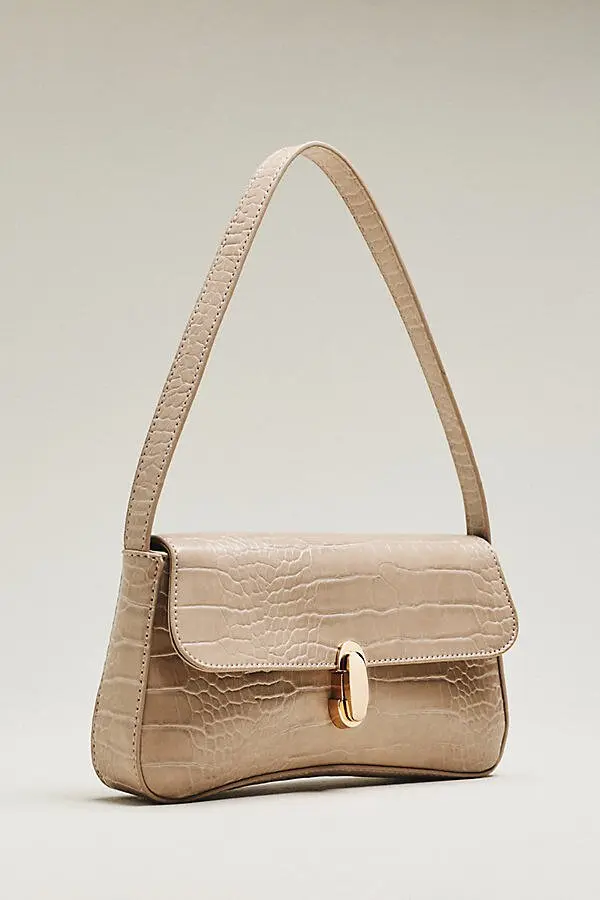 Maeve Faux-leather Croc Purse - Cream