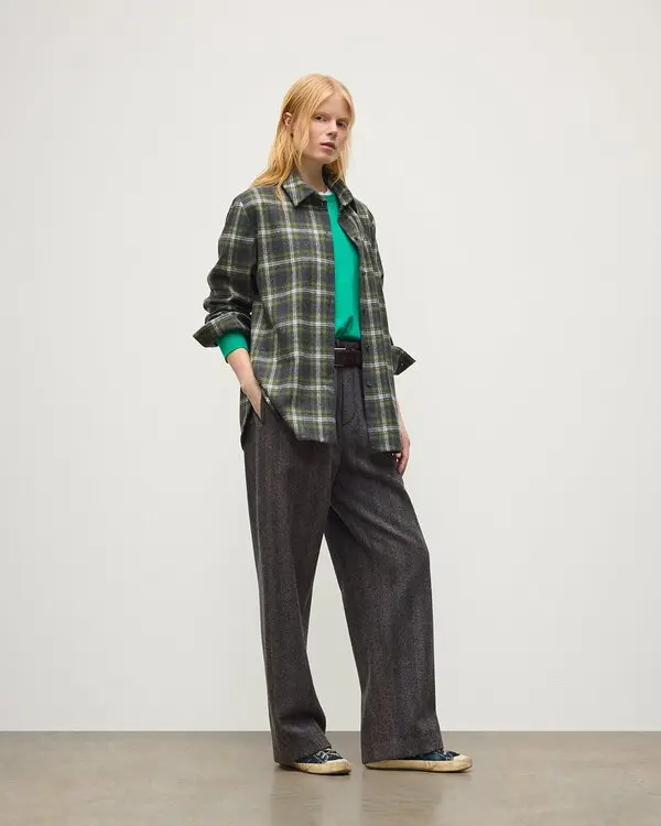 Johnstons Of Elgin Clanlass Plaid Wool & Cashmere Blend Overshirt