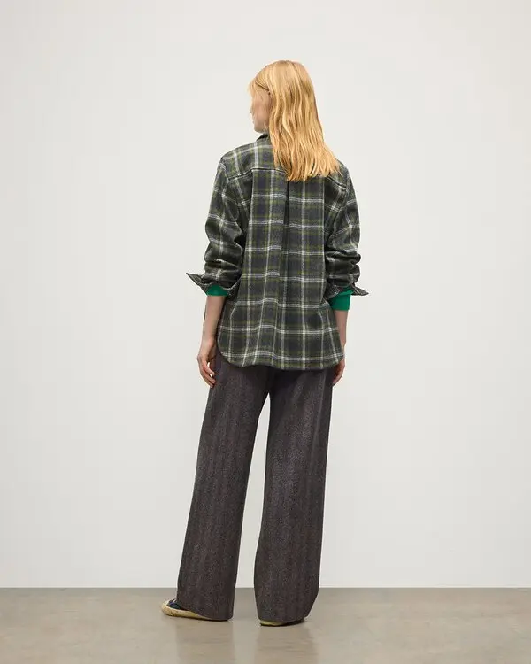 Johnstons Of Elgin Clanlass Plaid Wool & Cashmere Blend Overshirt