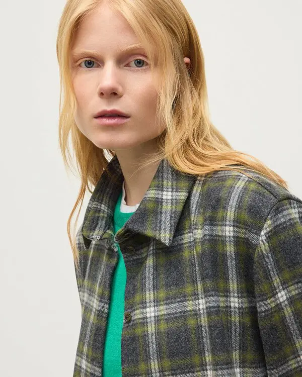 Johnstons Of Elgin Clanlass Plaid Wool & Cashmere Blend Overshirt