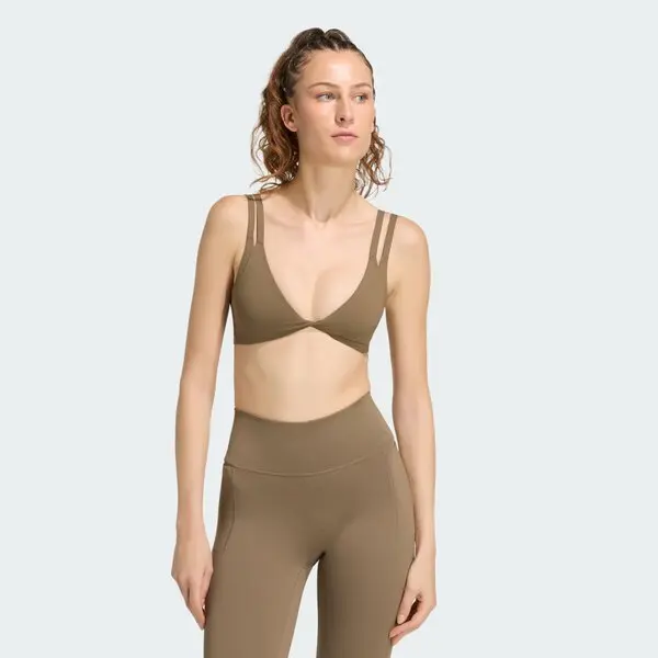 Adidas Optime Workout Twist Reversible Light Support Bra - Khaki Six