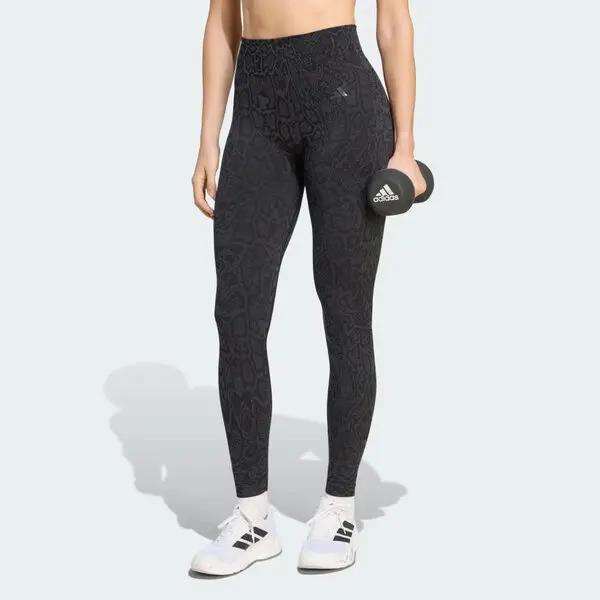Adidas Workout Essentials Knit Snake Full Length Leggings Black - Black / Carbon