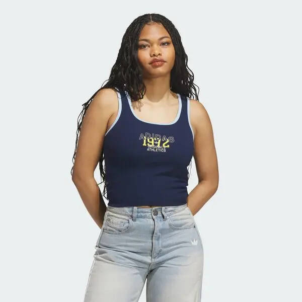 Adidas Graphic Rib Tank Top Blue - Night Indigo